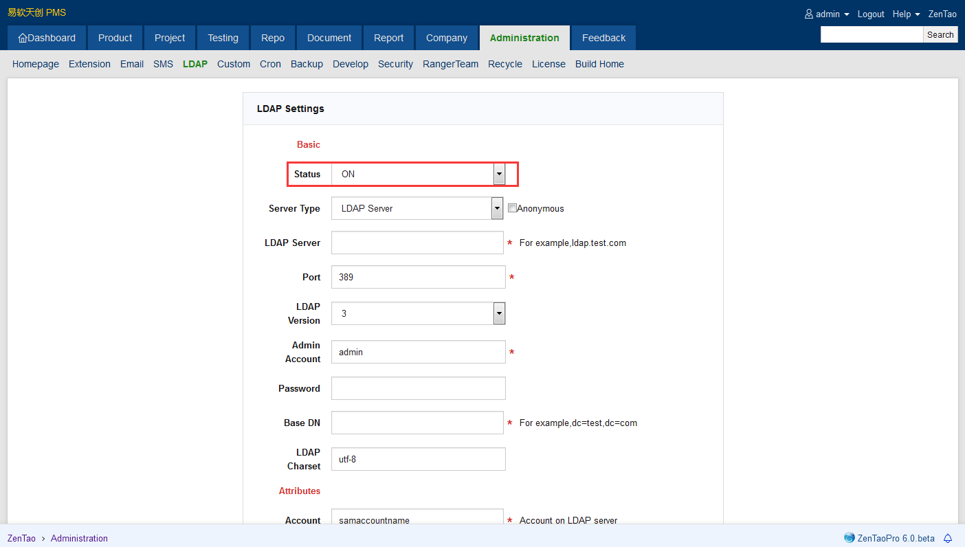 LDAP authentication - ZenTao Pro Manual - EasyCorp